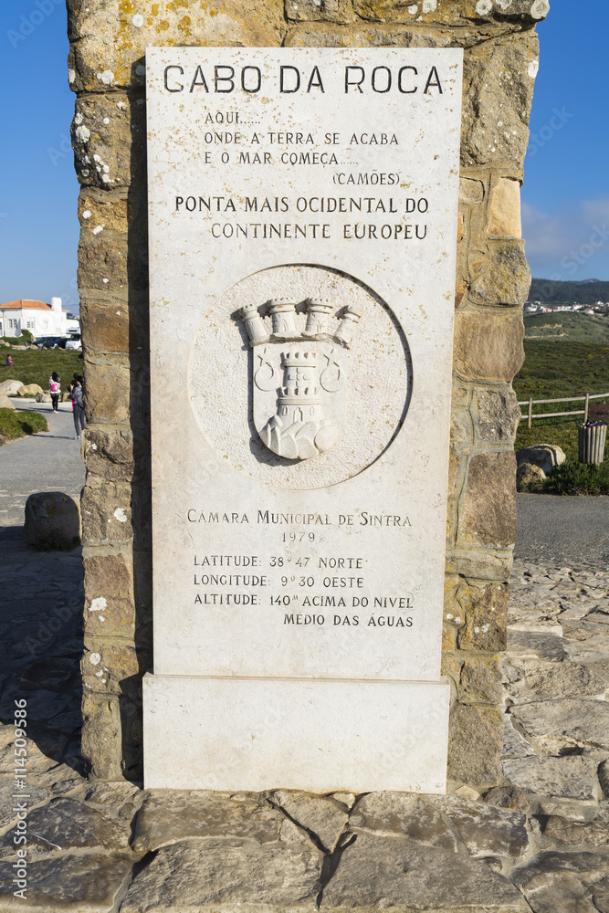 memorial plaque cabo da roca westernmost extent mainland portugal Stock ...