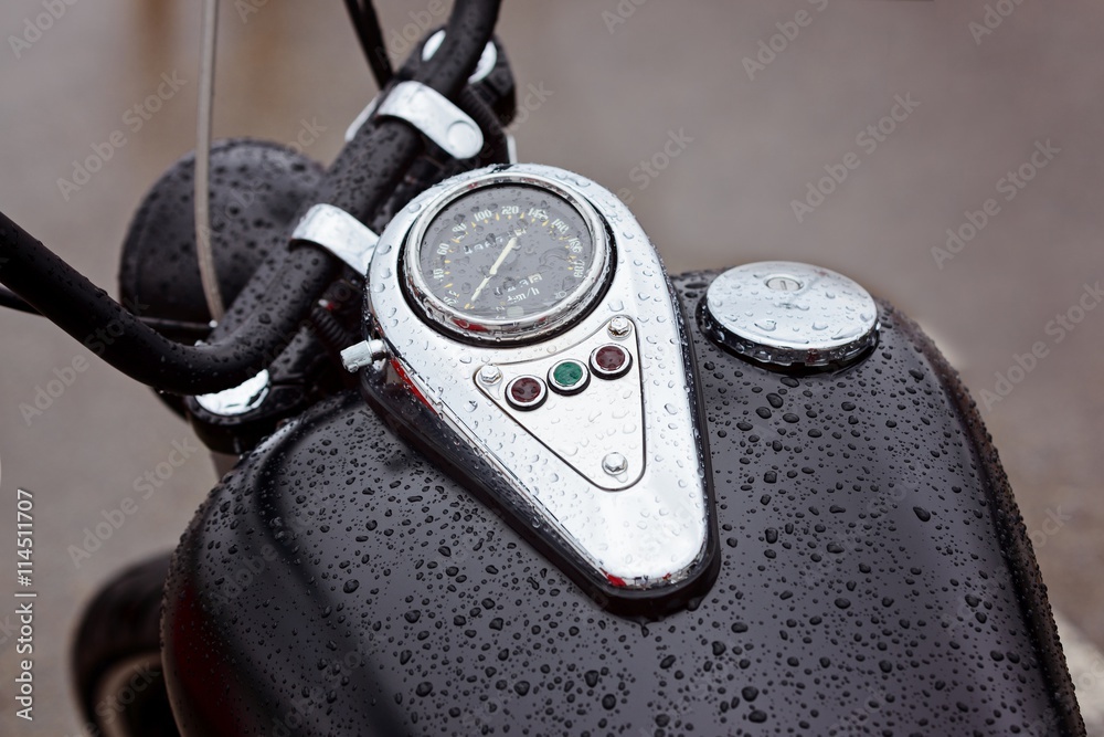 Tank with speedometer with warning lights Stock Photo | Adobe Stock