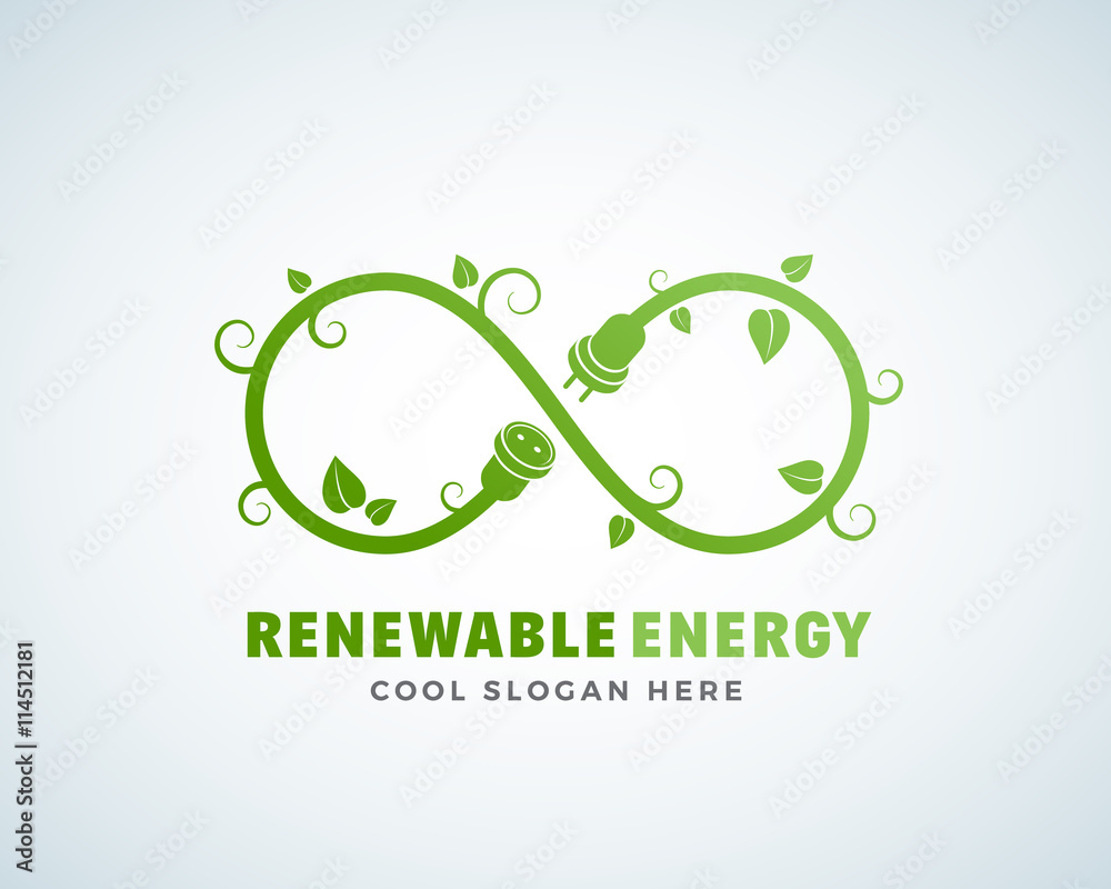 Renewable Energy Abstract Vector Logo Template. Infinity Sign with ...