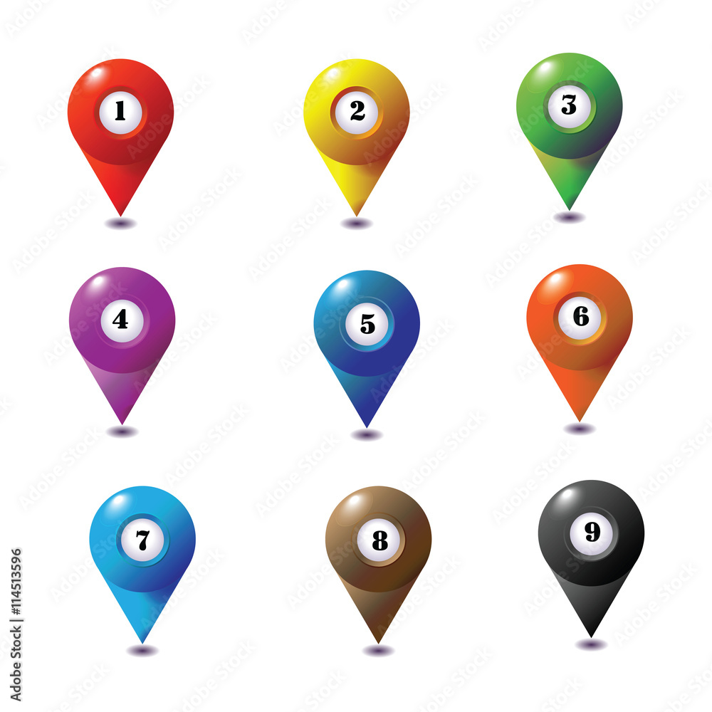 Set of vector 3D glossy realistic colored and numbered characters the ...