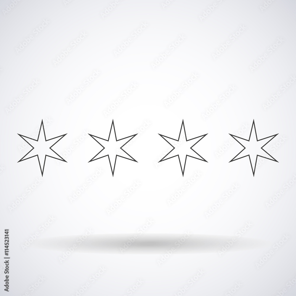 Stars hexagonal silhouettes outlines element Chicago flag isolated on ...