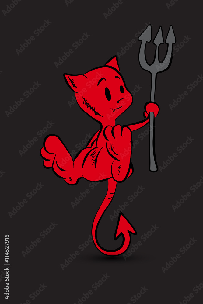 Halloween character cartoon. Little Red Devil Stock Vector | Adobe Stock