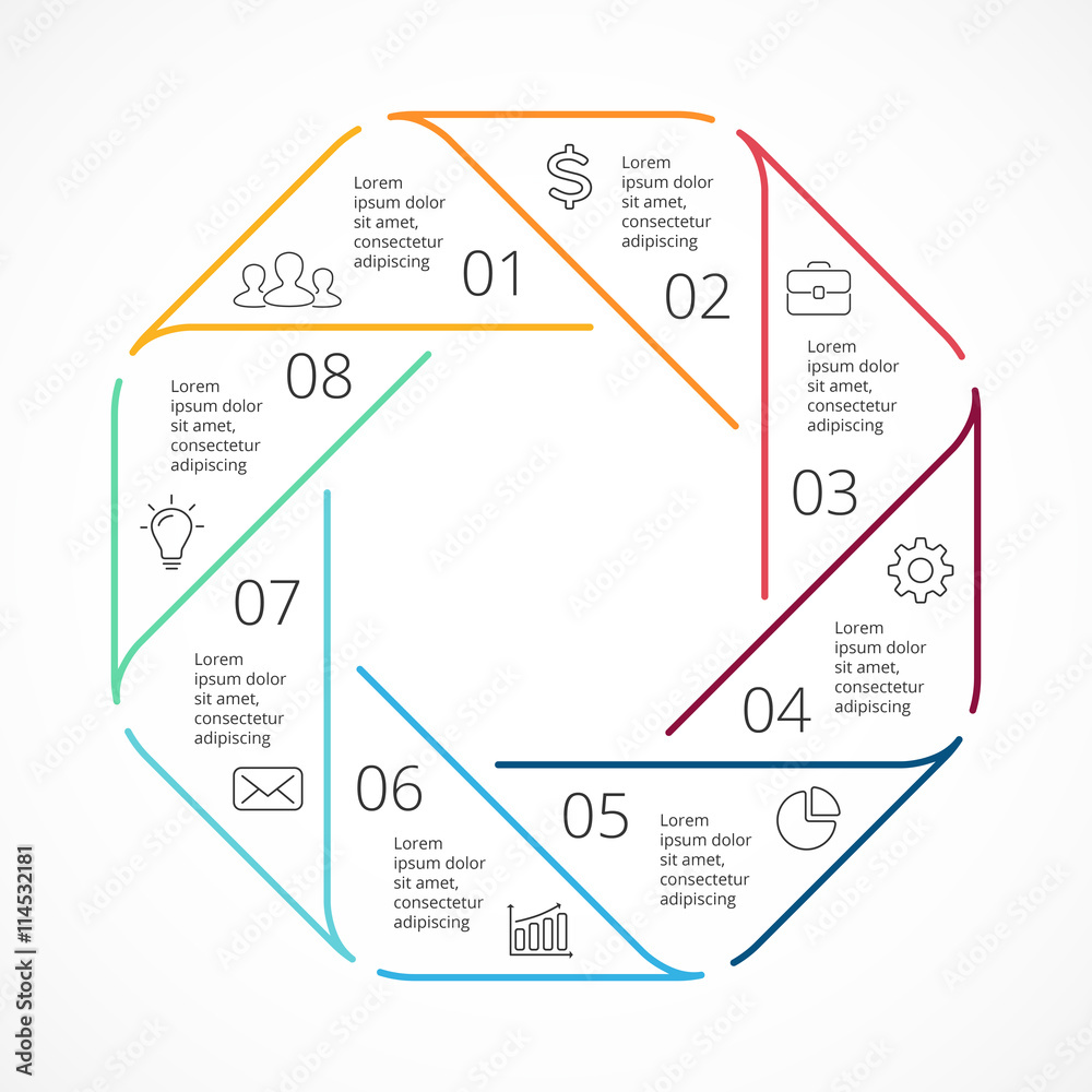 Vector circle linear arrows infographic, diagram, graph, flat minimal ...