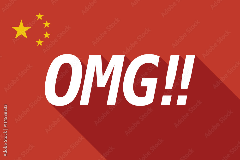 Long shadow China flag with the text OMG!! Stock Vector | Adobe Stock