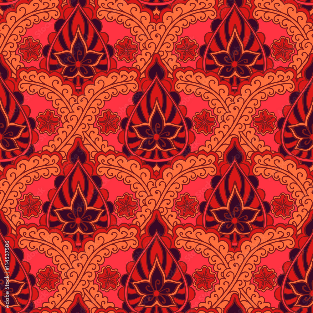Seamless indian pattern. Bright repeating background in the style of ...