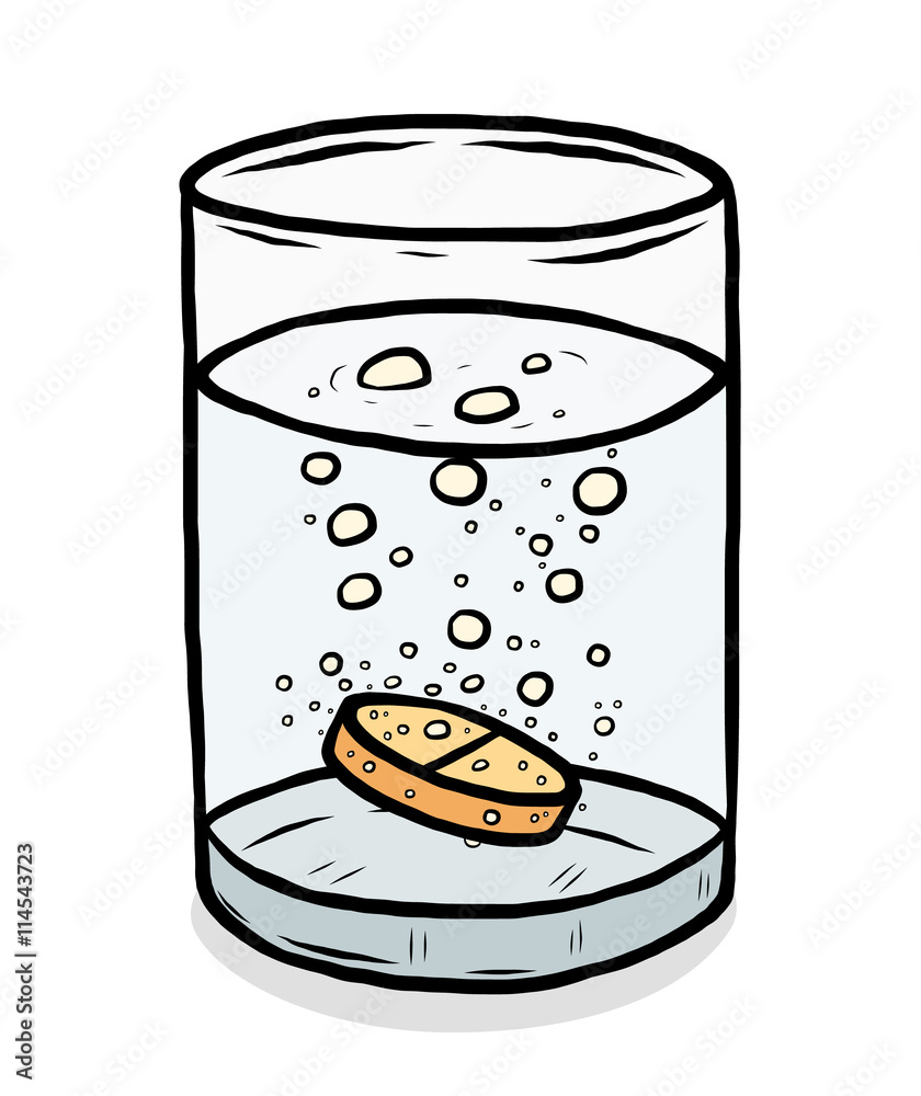 effervescent drug tablet / cartoon vector and illustration, hand drawn ...