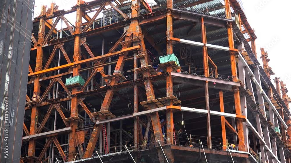 Welding at the construction of a skyscraper by the Hudson Yards ...