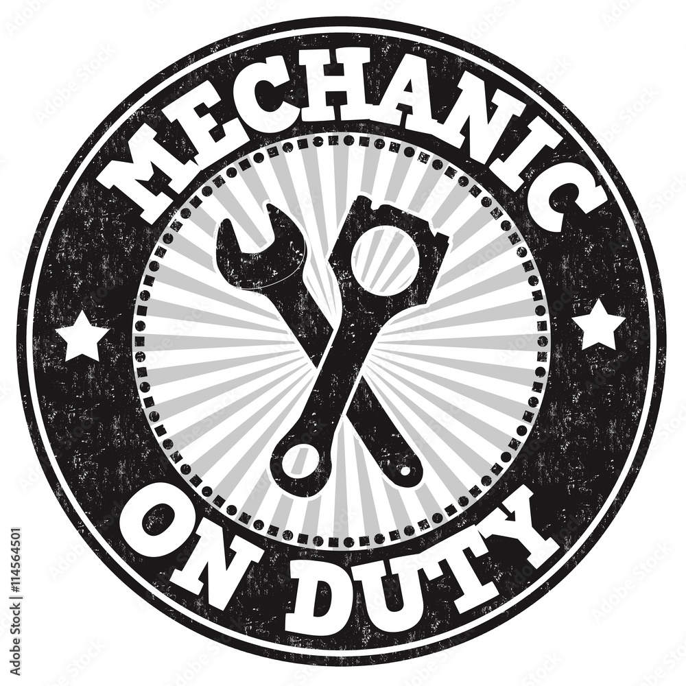 Mechanic on duty stamp Stock Vector | Adobe Stock