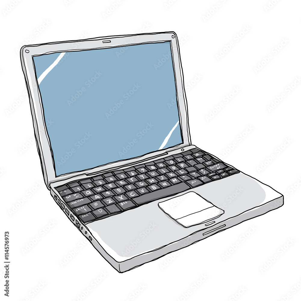 notebook computer art painting cute illustration Stock-Illustration ...