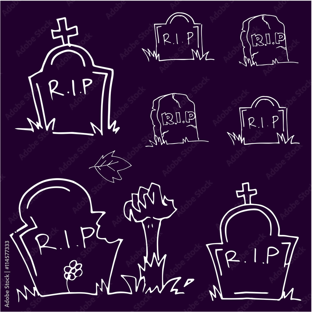Halloween tomb doodle vector art Stock Vector | Adobe Stock