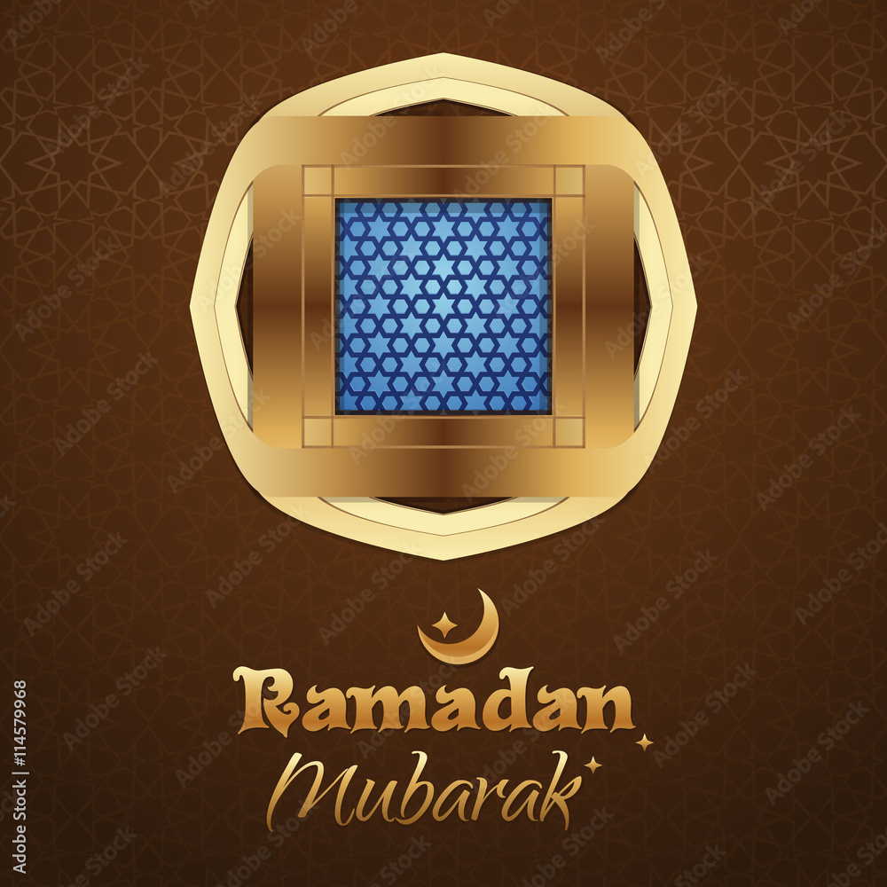 Vetor de Elegant islamic template design. Golden frame in arabic style ...