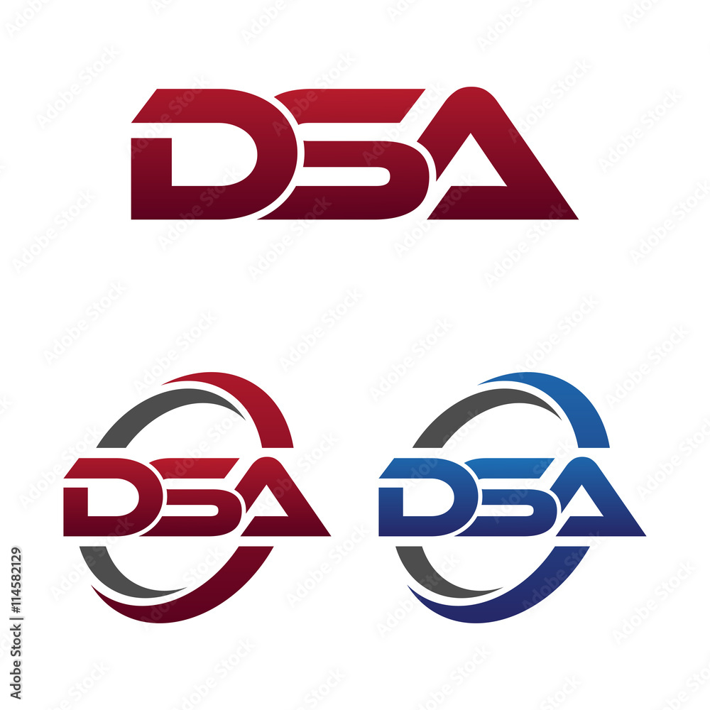 Modern 3 Letters Initial logo Vector Swoosh Red Blue dsa Stock Vector ...