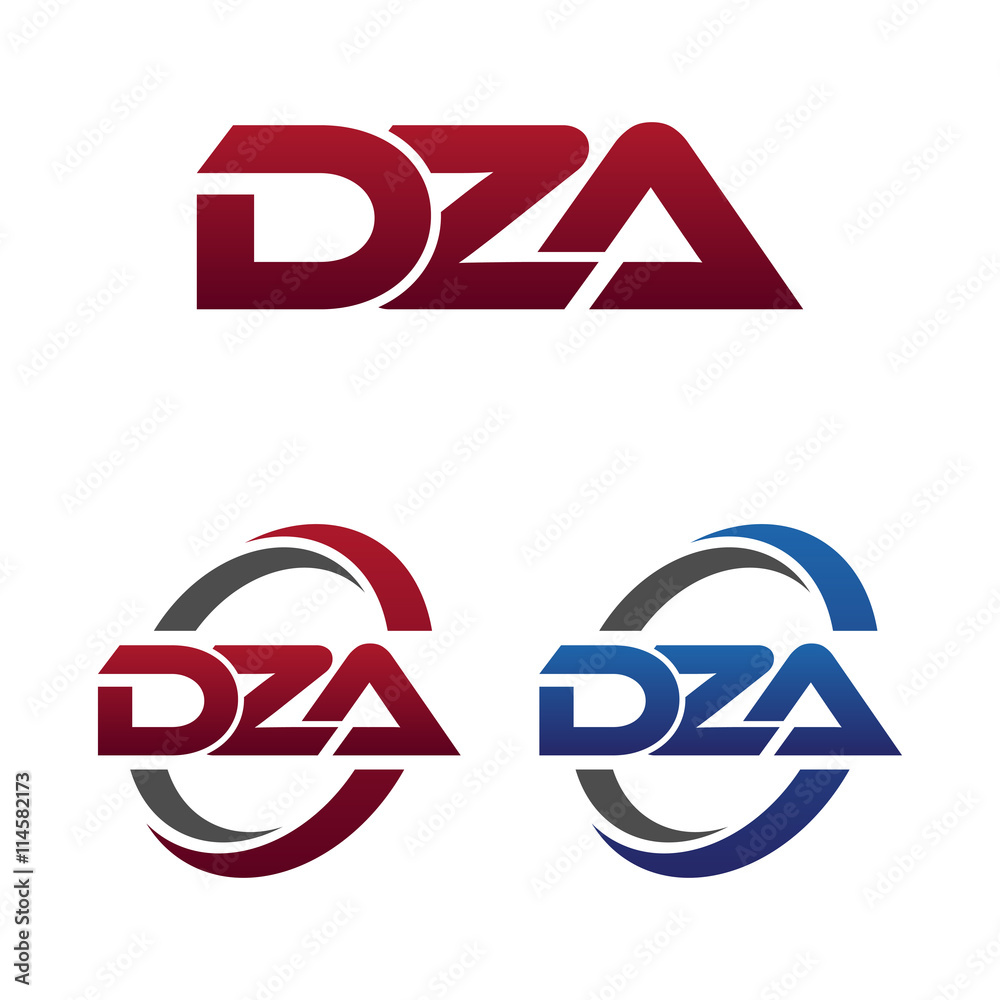 Modern 3 Letters Initial logo Vector Swoosh Red Blue dza Stock Vector ...