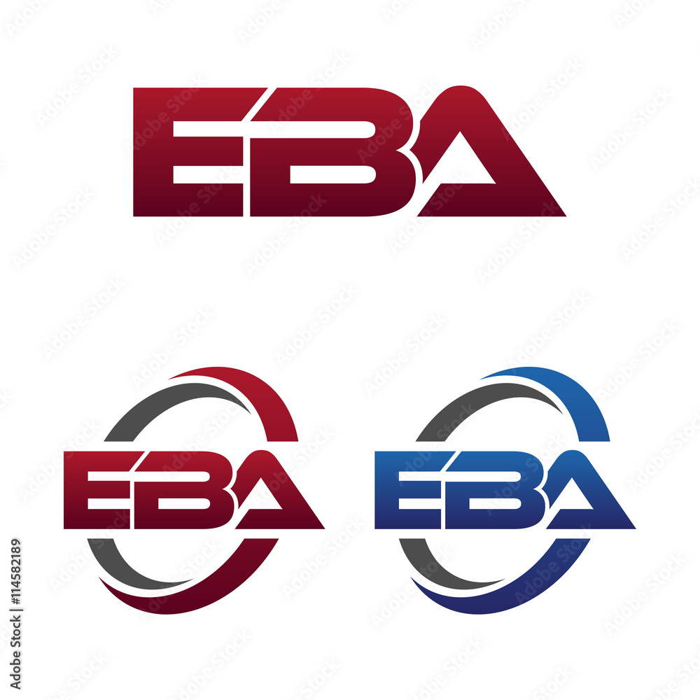 Modern 3 Letters Initial logo Vector Swoosh Red Blue eba Stock Vector ...