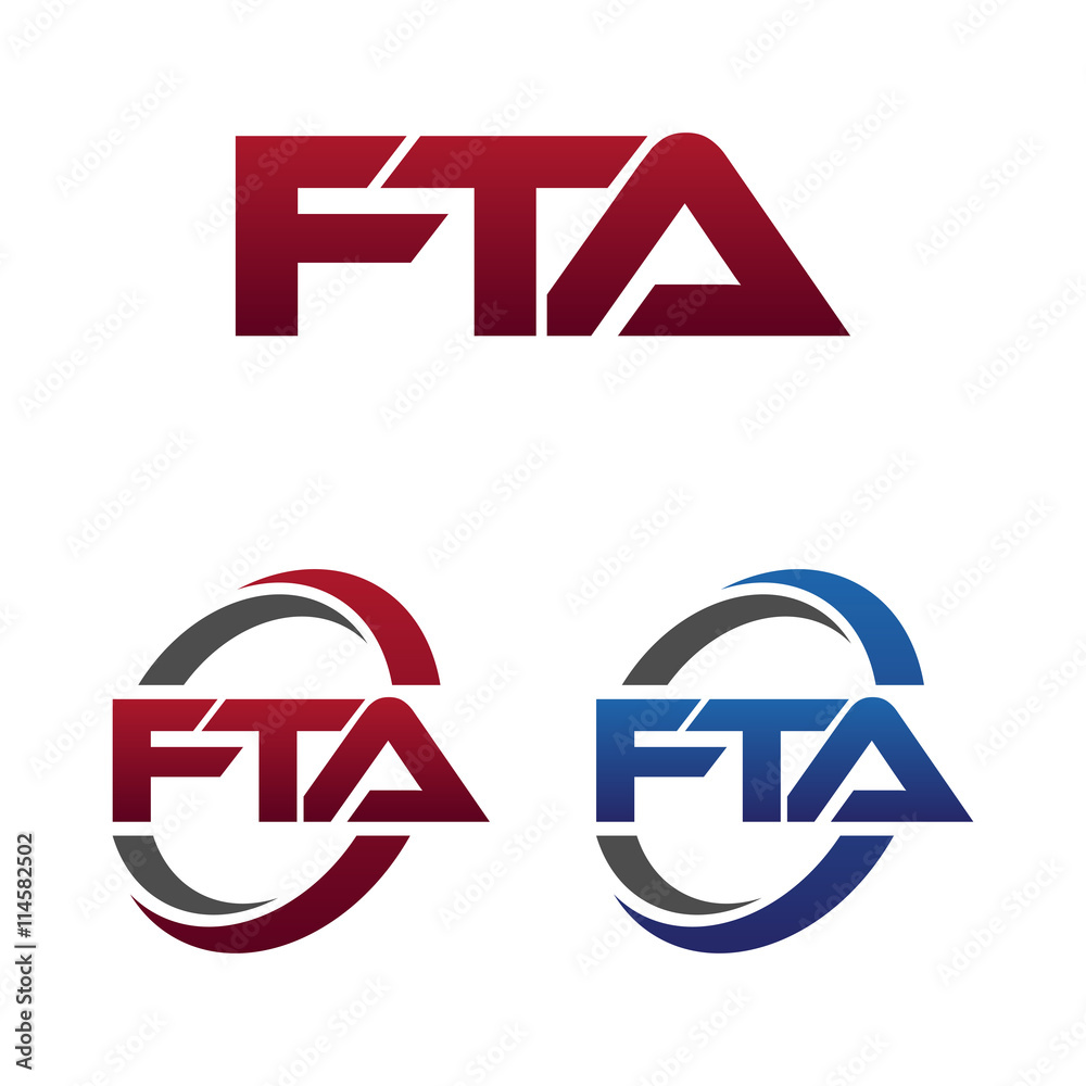 Modern 3 Letters Initial logo Vector Swoosh Red Blue fta Stock Vector ...