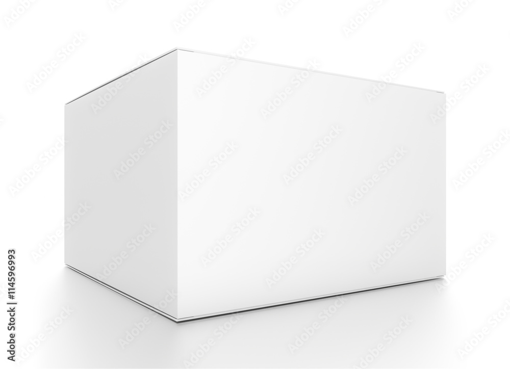 White horizontal rectangle blank box from front side closeup angle ...