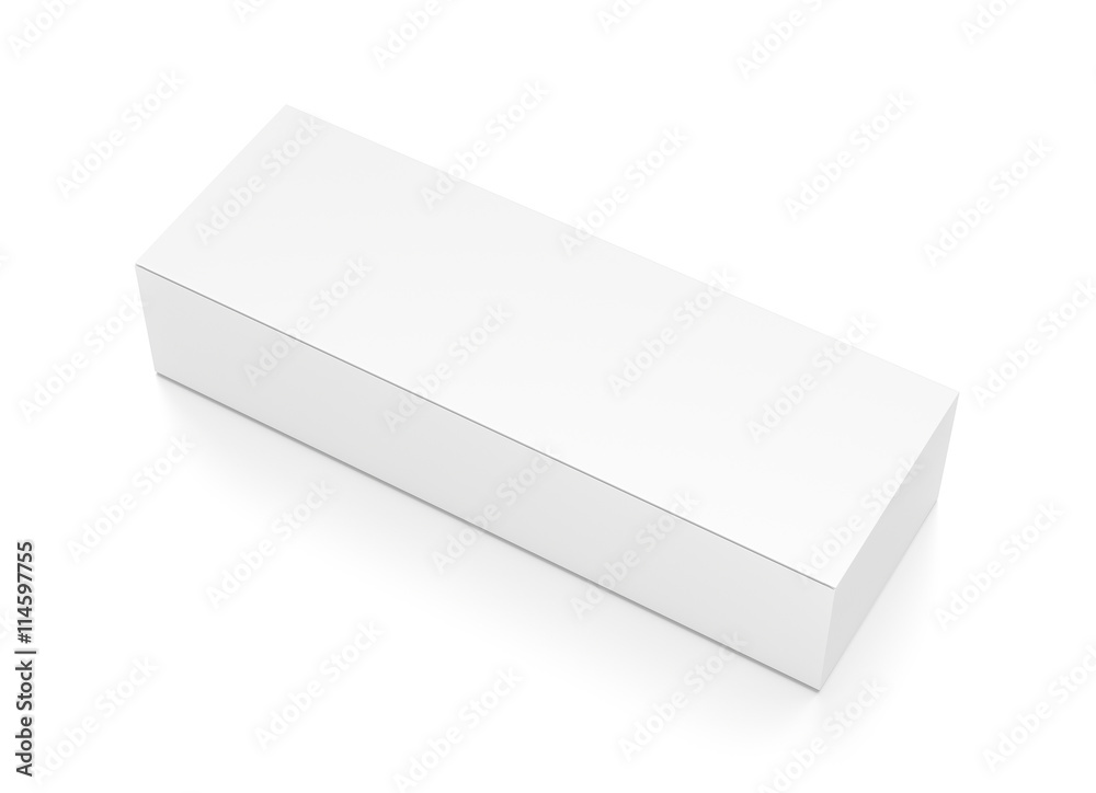 White wide horizontal rectangle blank box from top side angle. Stock ...