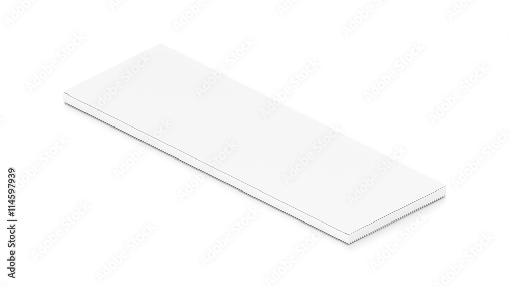 White wide thin flat horizontal rectangle blank box from isometric ...