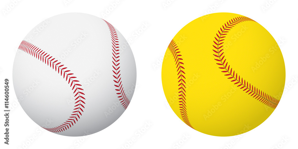 Sports balls: baseball and softball. Small set. Stock Vector | Adobe Stock
