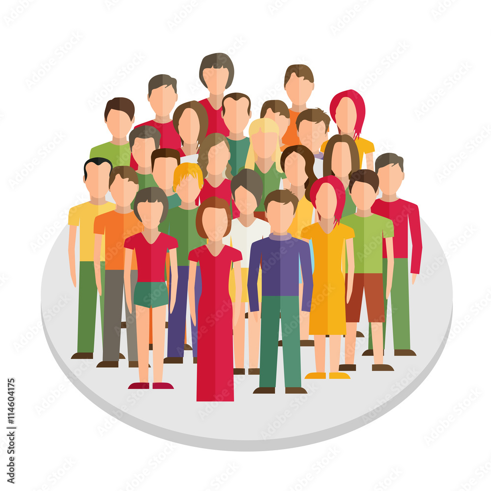 Flat illustration of society members with a large group vector de Stock ...