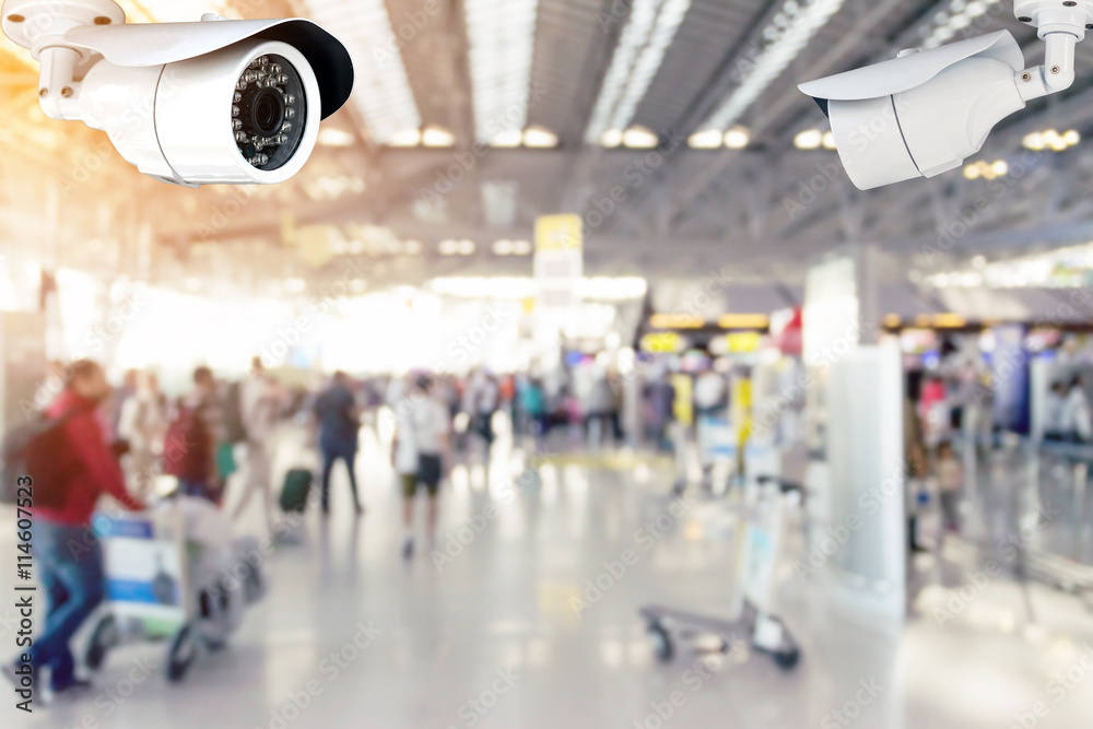 Security cameras (CCTV) or surveillance camera inside the airport ...