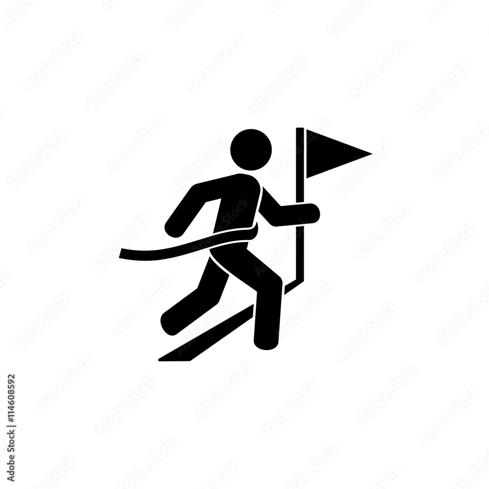 Winner Crossing Finish Line Icon Stock Vector | Adobe Stock