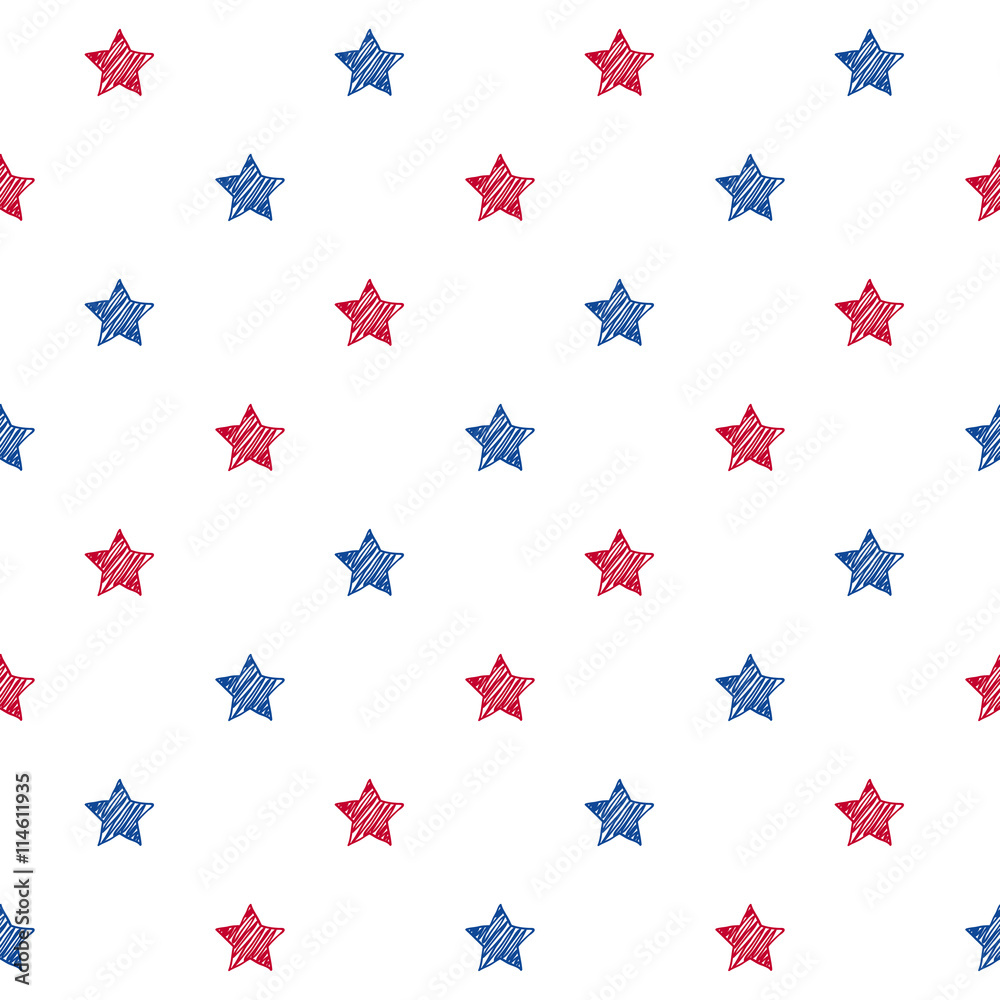Colorful blue red and white stars seamless background. Stock Vector ...