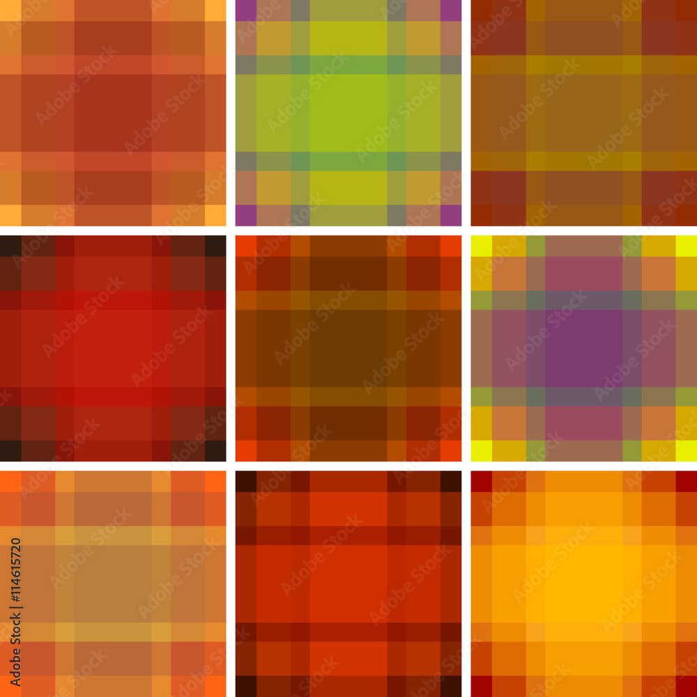 Seamless British pattern background collection. Plaid autumn palette ...