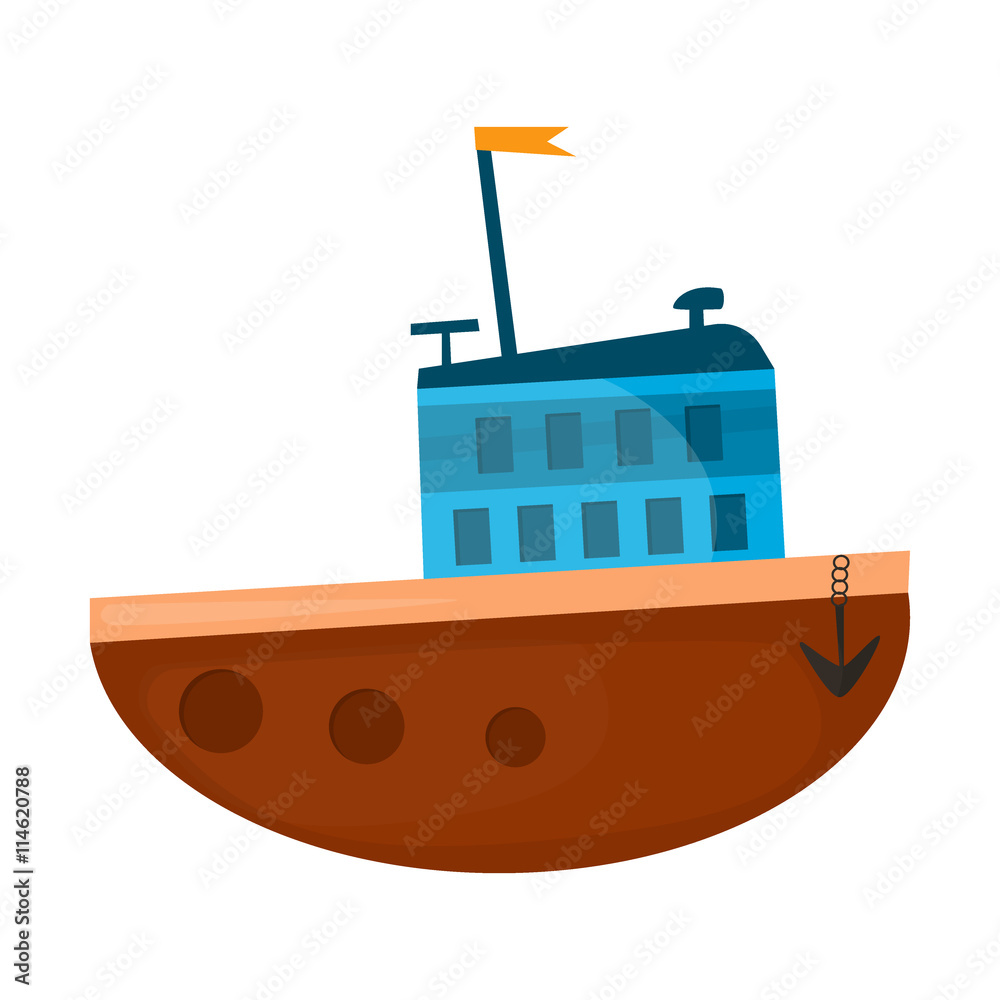 Cartoon ship vector illustration. Stock Vector | Adobe Stock