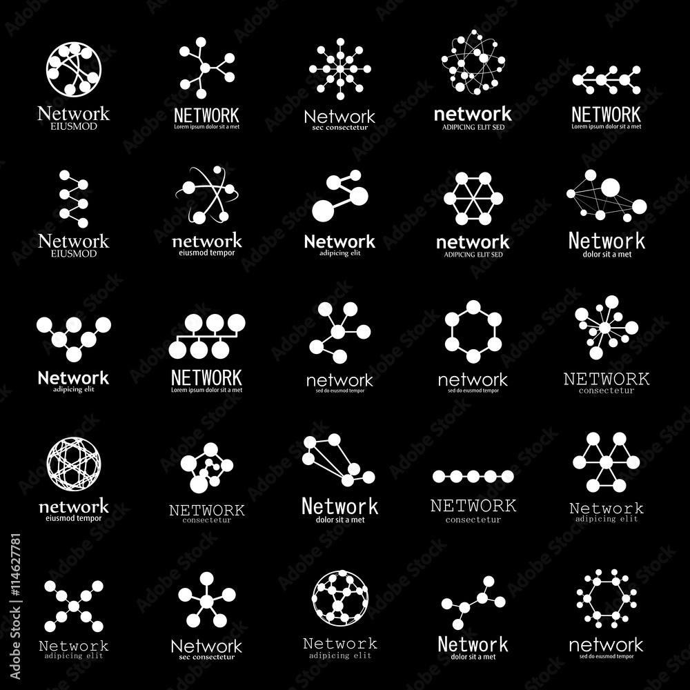 Network Icons Set - Isolated On Black Background - Vector Illustration ...