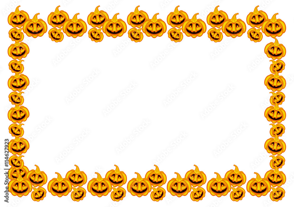 Horizontal frame with Halloween pumpkins. Vector clip art. Stock Vector ...