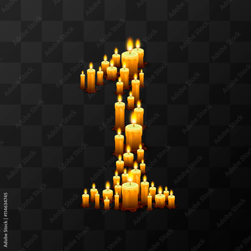 Tribulation numbers 1 of candles, transparent background, template ...