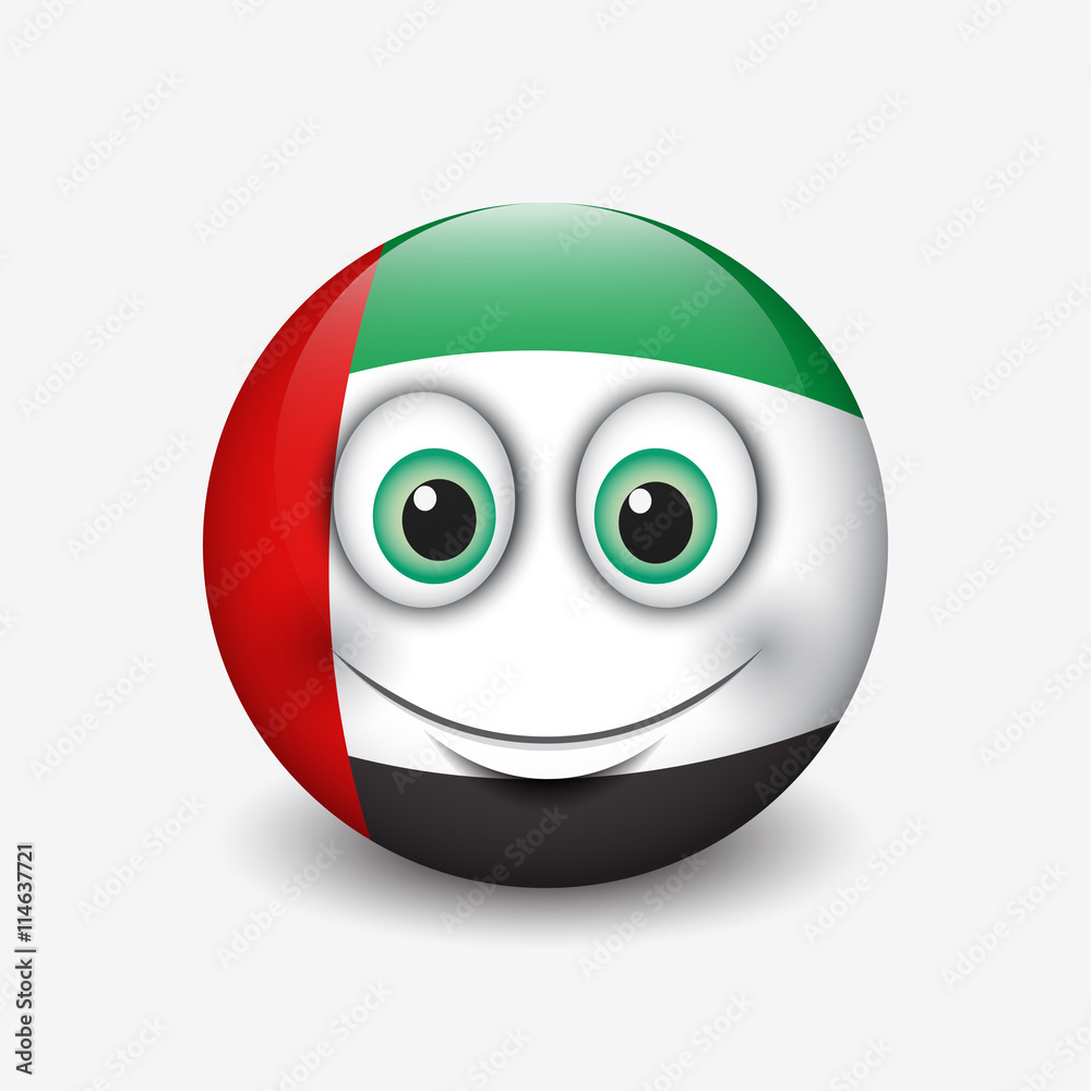 Cute emoticon isolated on white background with United Arab Emirates ...