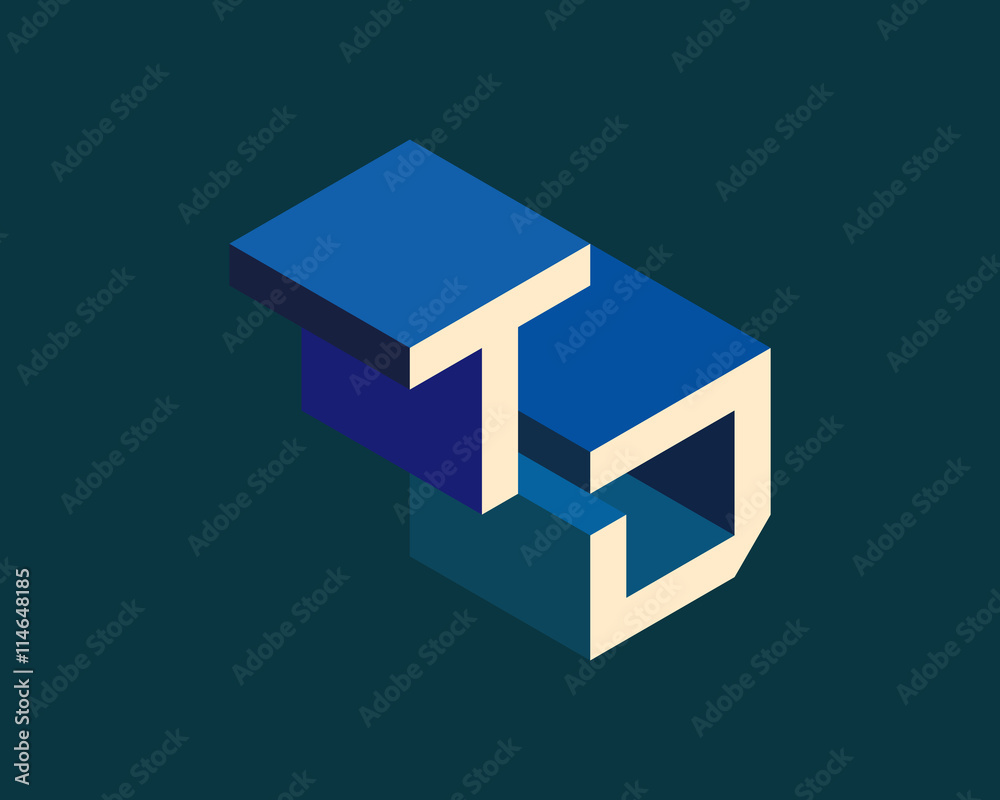 TD isometric 3D letter logo. three-dimensional stock vector alphabet ...