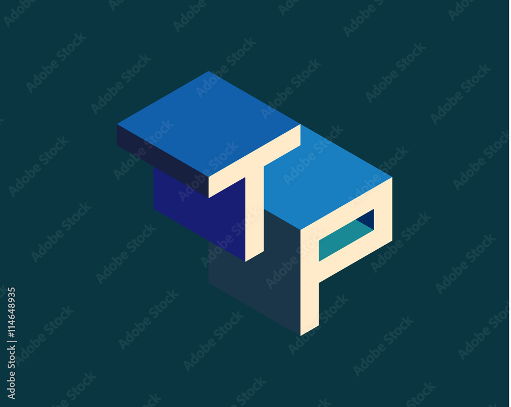 TP isometric 3D letter logo. three-dimensional stock vector alphabet ...
