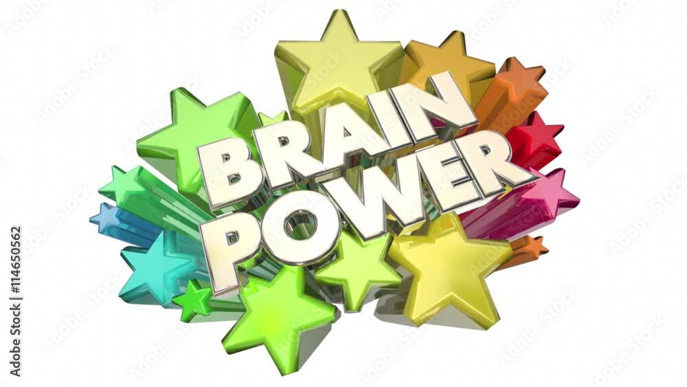 Brain Power Smarts Intelligence IQ Words Stars 3d Animation Stock Video ...