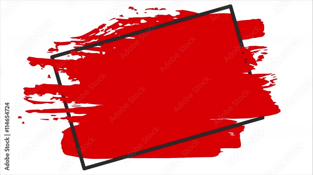 Vidéo Stock Red Brush stroke transition background with square frame ...