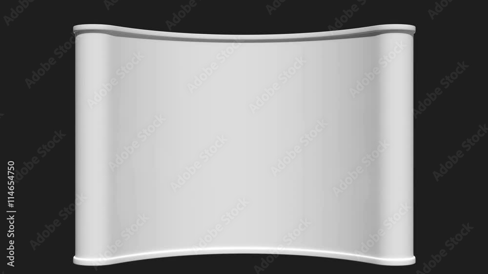 Trade show booth pop up white and blank. 3d motion graphic on black ...
