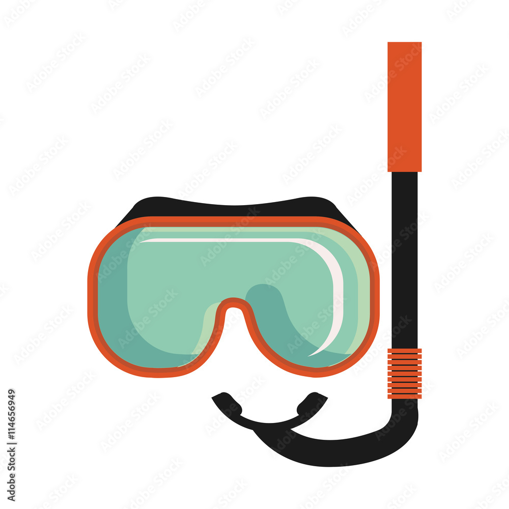 colorful snorkel elements front view over isolated background, vector ...