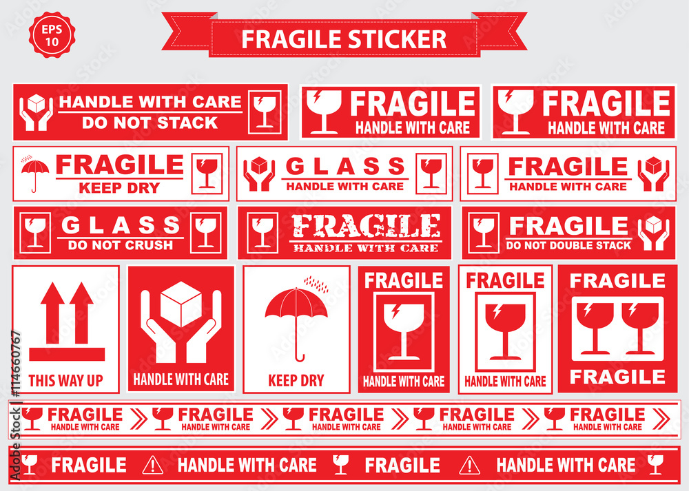 Fragile Sticker sign. easy to modify Stock Vector | Adobe Stock