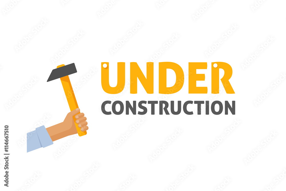 Under construction sign vector illustration, maintenance website page ...