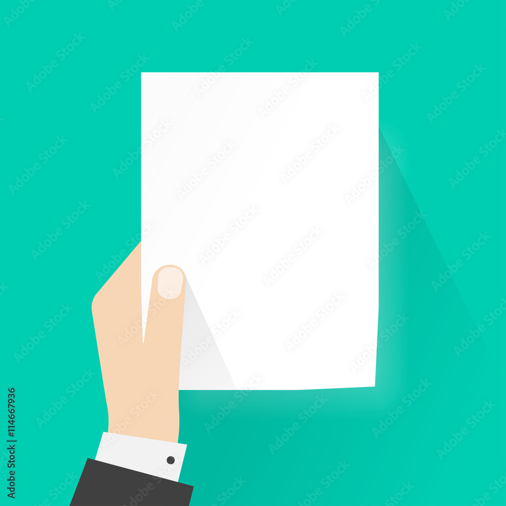 Hand holding paper mockup empty a4 document blank template vector ...