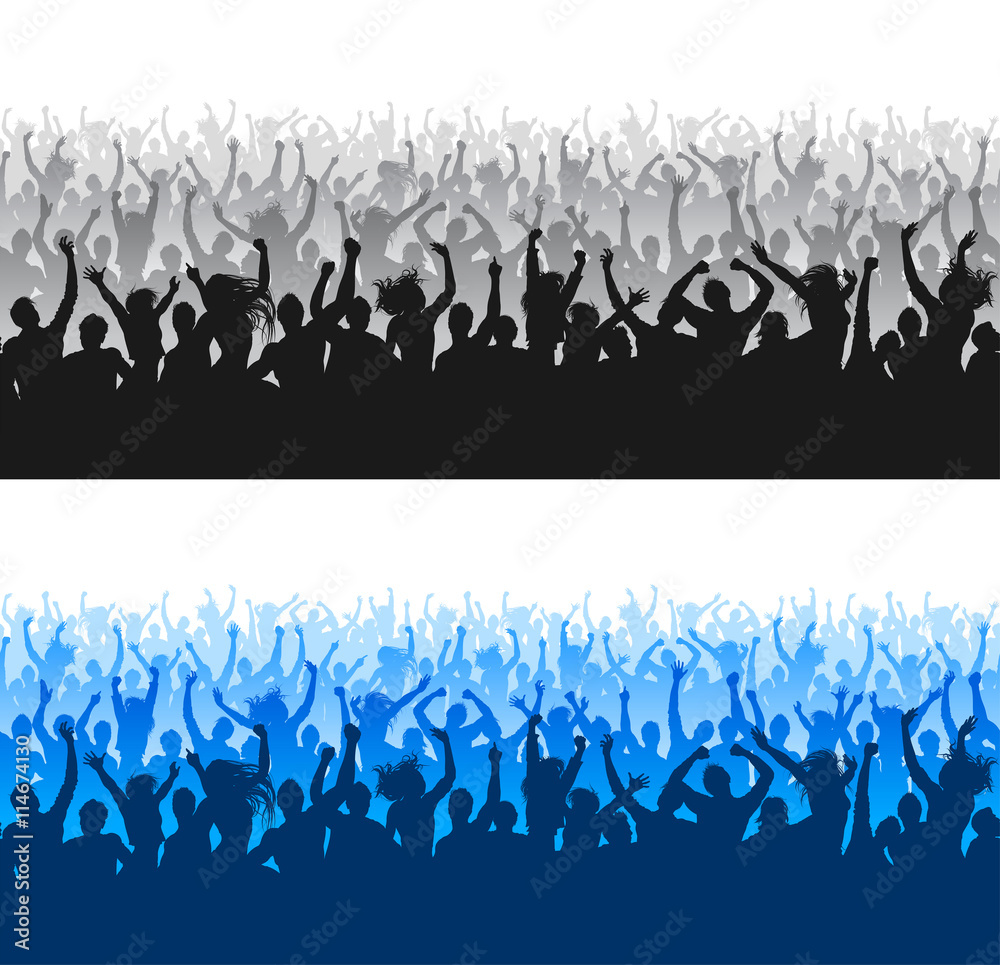 High Quality Cheering Crowd Silhouettes seamless texture Stock Vector ...