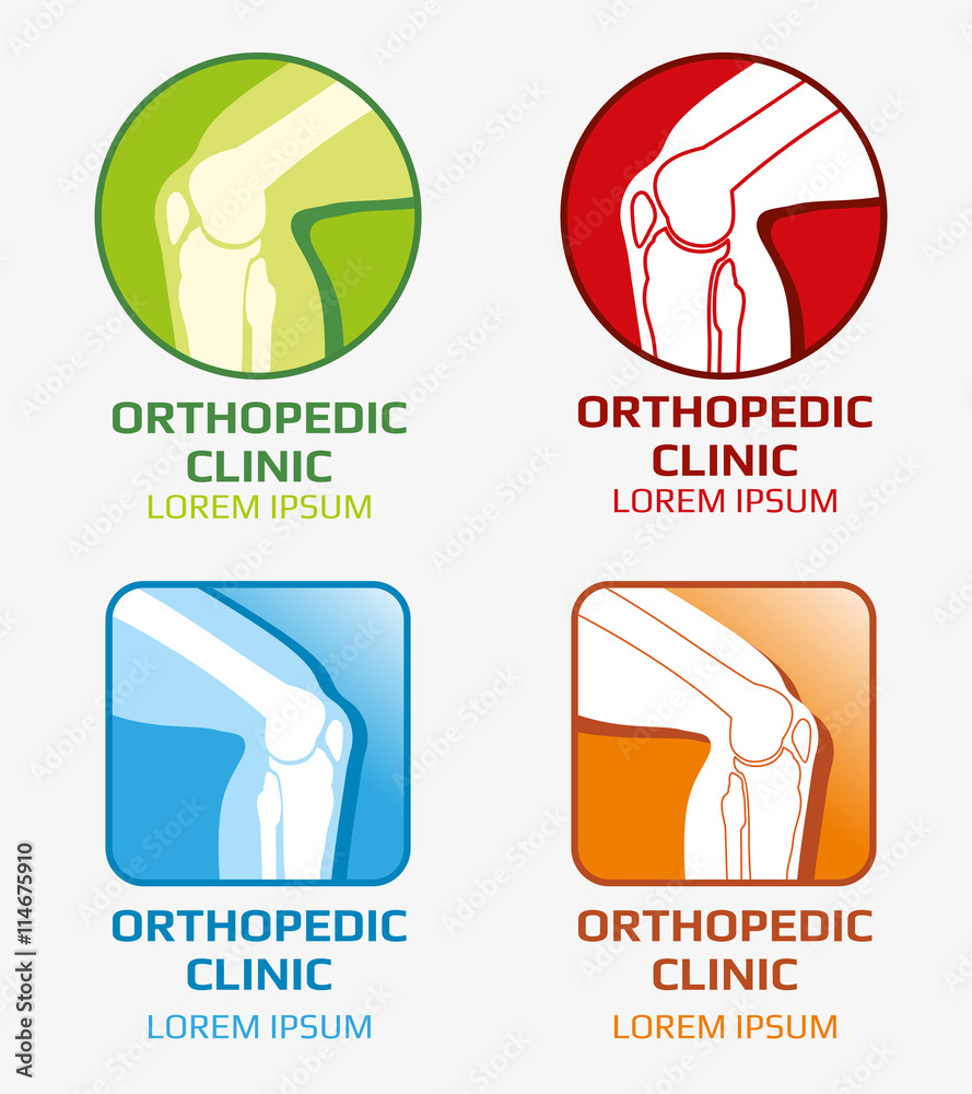 Knee joint bones vector orthopedic clinics and diagnostic centers logo ...