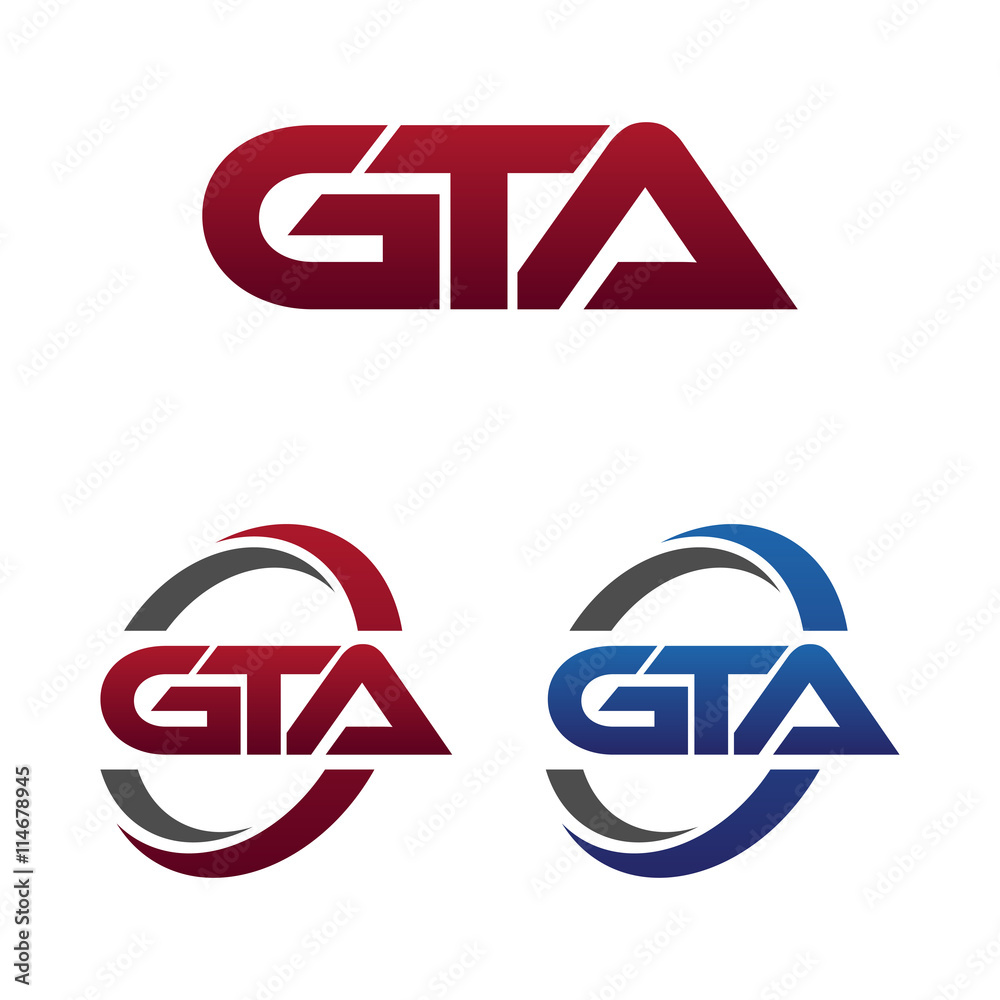 Poster, Foto Modern 3 Letters Initial logo Vector Swoosh Red Blue gta ...