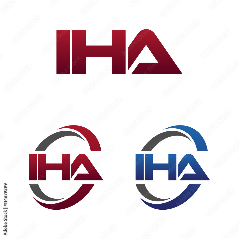 Modern 3 Letters Initial logo Vector Swoosh Red Blue iha Stock Vector ...