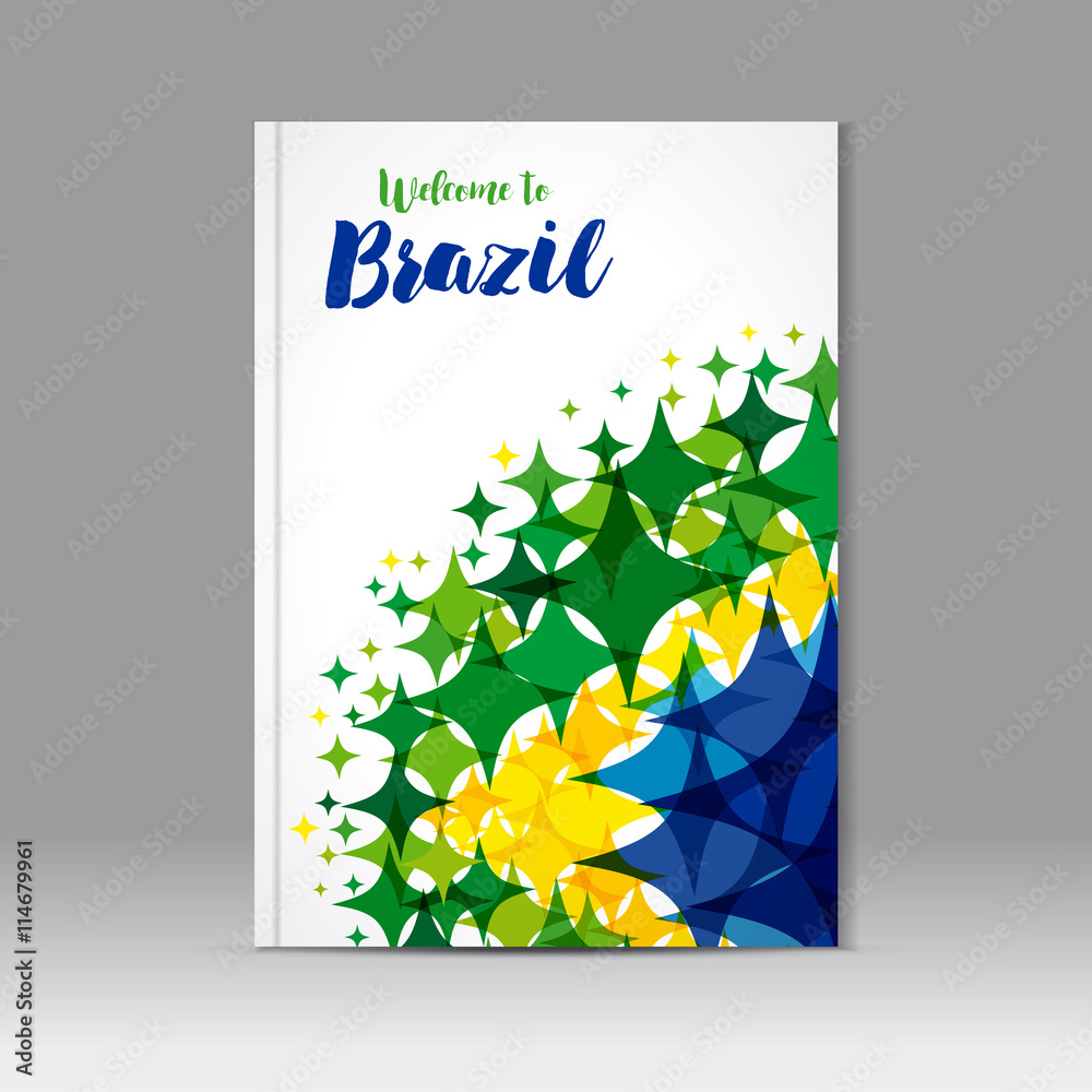Welcome to Brazil cover. Abstract composition, colored star figure icon ...