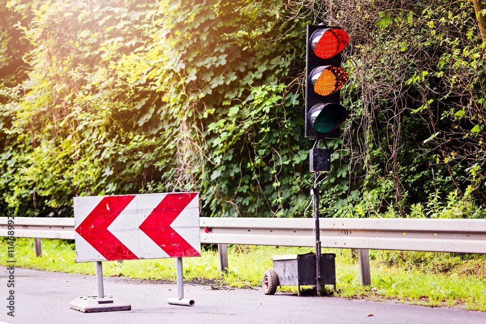 Road signs informing about detour Stock Photo | Adobe Stock