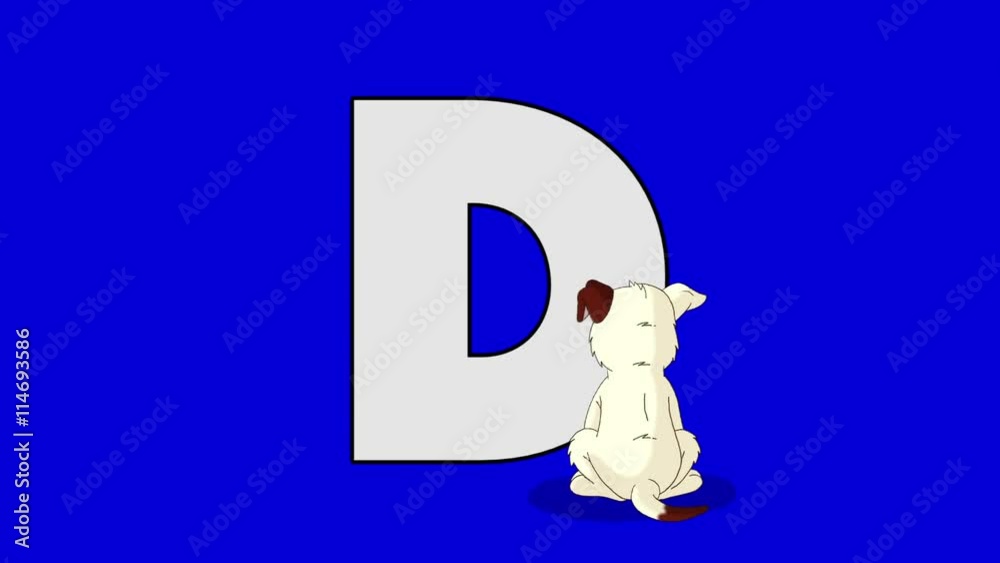 Letter D and Dog (foreground) Animated animal alphabet. Motion graphic ...