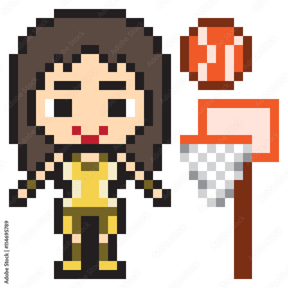 illustration design pixel art basketball Stock Illustration | Adobe Stock